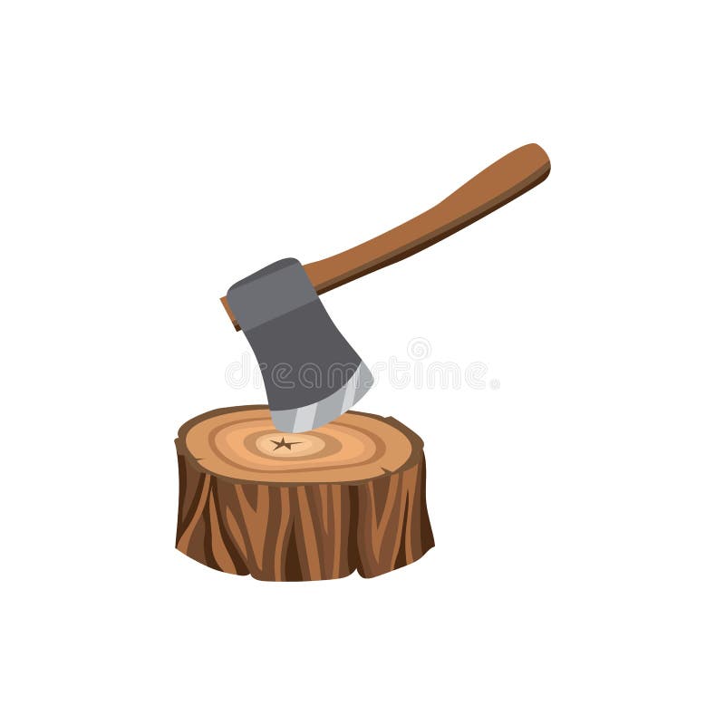 Symbol and Icon of a Forest Stump with an Ax, Logging Tree. Stock ...