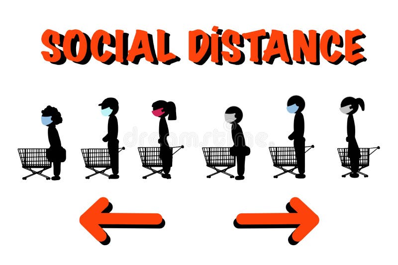 Symbol Icon People Queue and Social Distance Illustration Drawing Stock ...