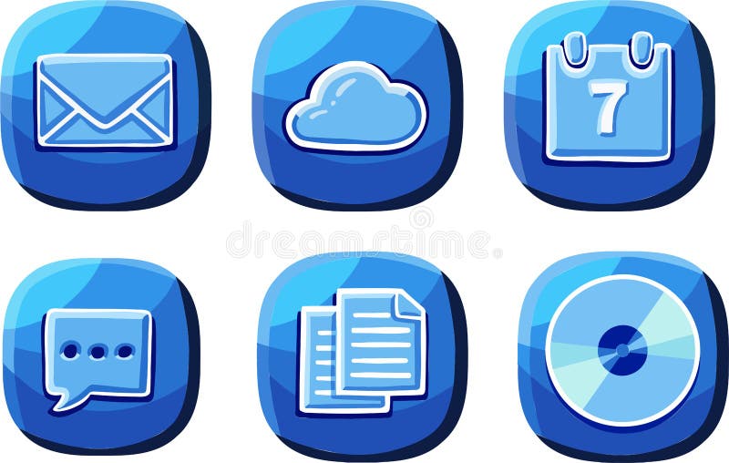 Symbol Icon Vector Cyan Blue Set Web Stock Vector - Illustration of ...