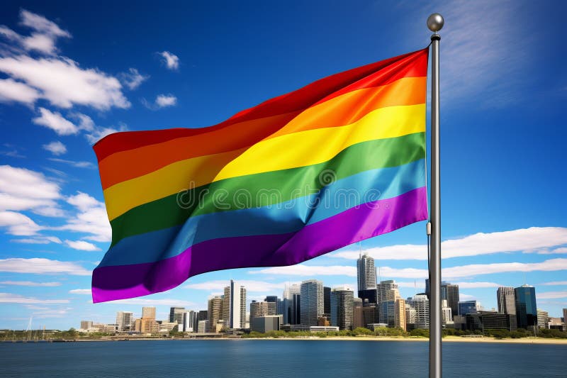Symbol of Inclusivity: Bright Rainbow Flag Stock Photo - Image of pride ...