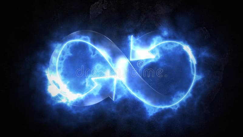 The Symbol of Infinity Glows Blue on Fire 35. Stock Footage - Video of ...