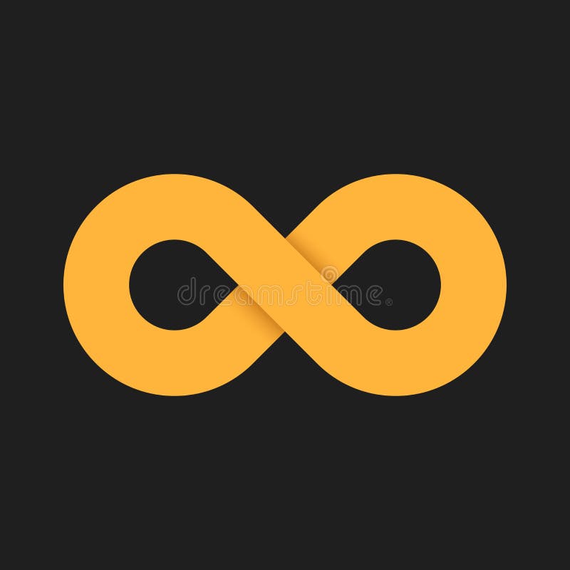 The Symbol of Infinity of Yellow Color is Isolated on a Black ...