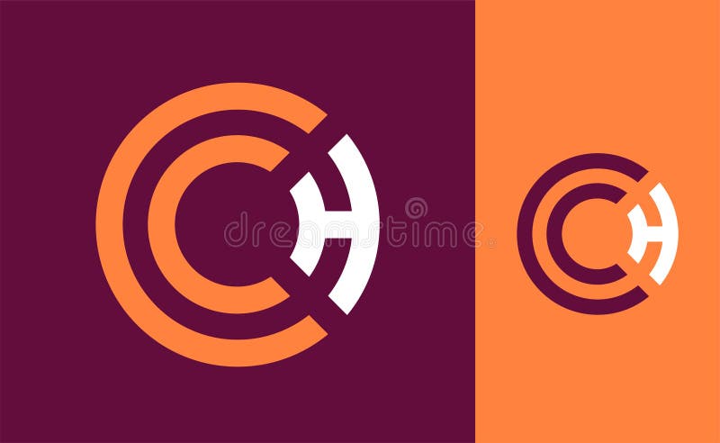 Symbol with Initials CH in Garnet, Orange and White Colors Stock Vector ...