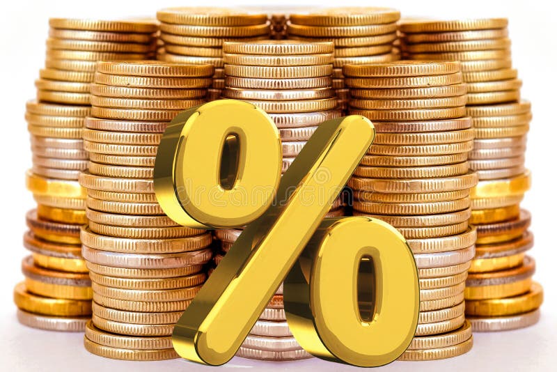 The Symbol of Interest on the Background of Money . Stock Photo - Image ...