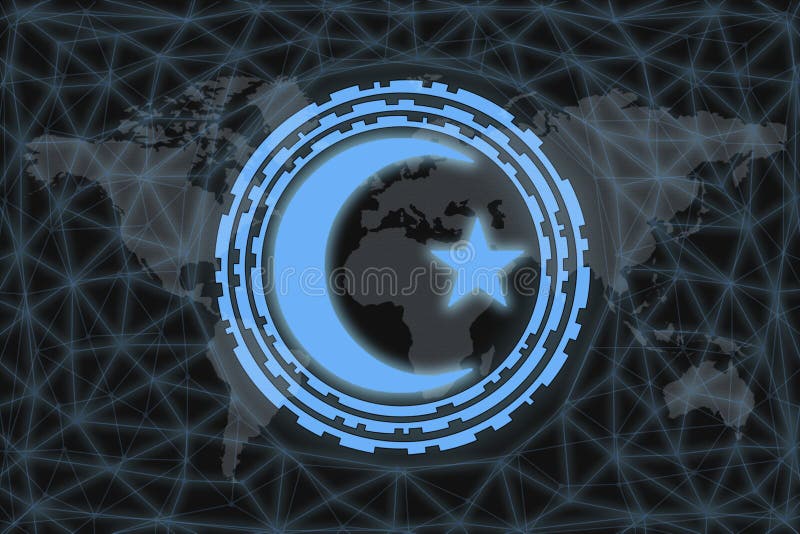 Symbol of Islam with Modern Design. with a Dark Background and a World ...