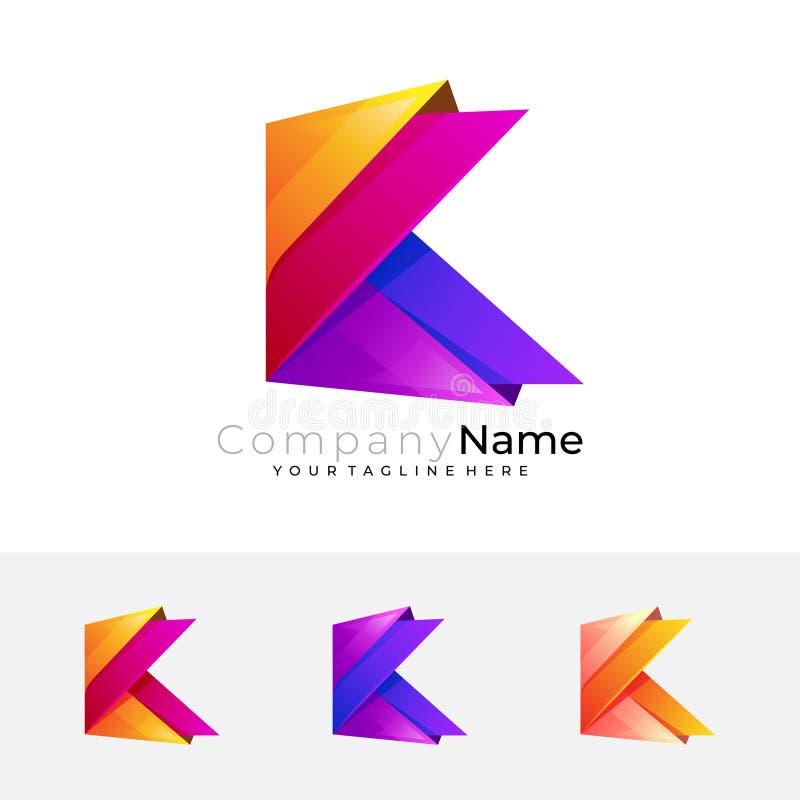Symbol K Logo with 3d Colorful Design, Modern Style Stock Vector ...