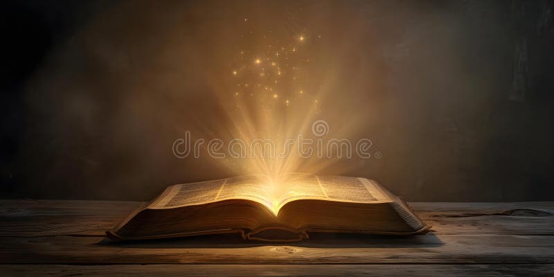 The Symbol of Knowledge Planted in an Old Book Radiating Magical Light ...