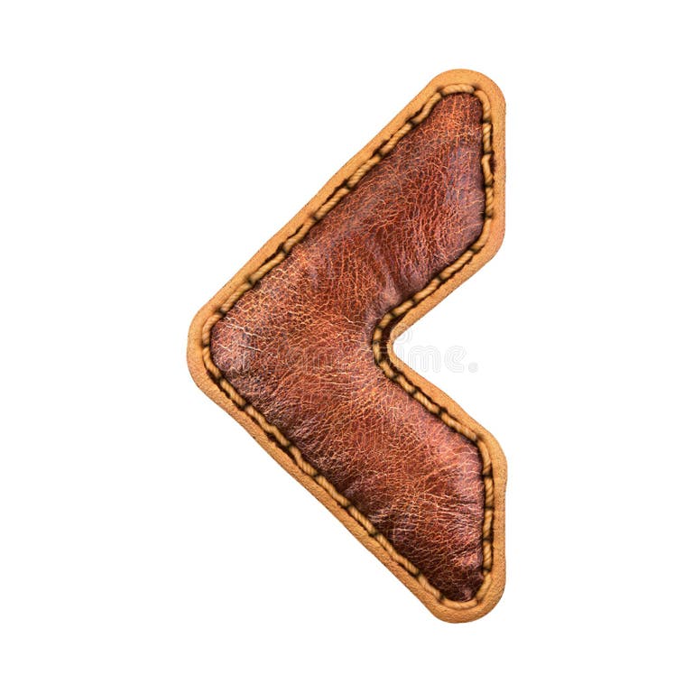 Symbol Left Angle Bracket Made of Leather. 3D Render Font with Skin ...
