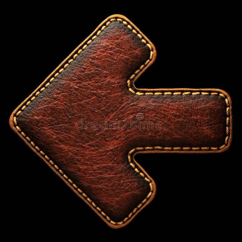 Symbol Left Arrow Made of Leather. 3D Render Font with Skin Texture on ...