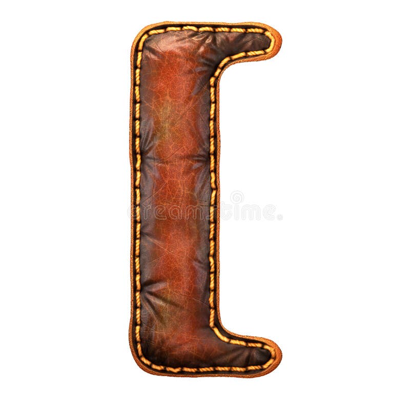 Symbol Left Bracket Made of Leather. 3D Render Font with Skin Texture ...