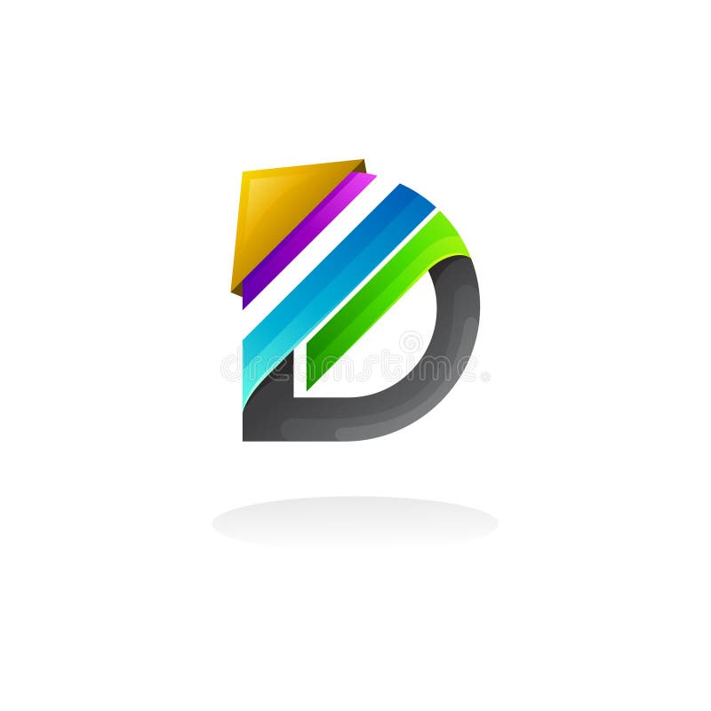Symbol Letter D Logo Template, 3d Colorful Stock Vector - Illustration ...