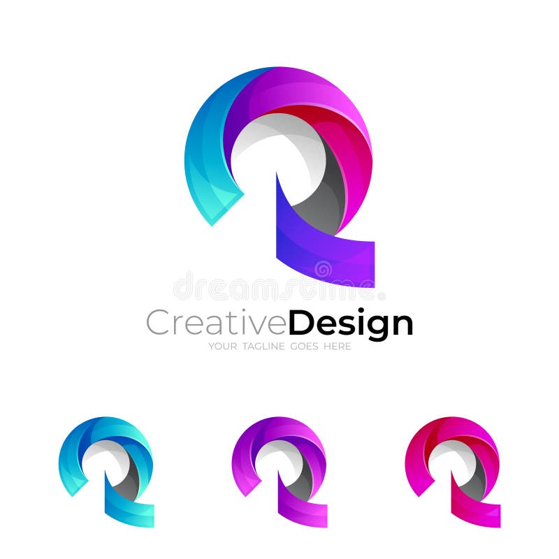Symbol Letter R Logo with 3d Colorful, Modern Style Stock Vector ...