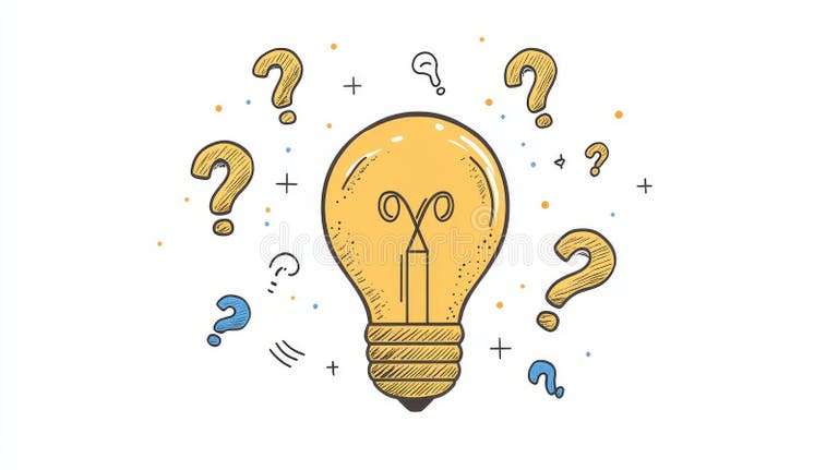 The Symbol of a Lightbulb with Question Marks Signifies the Blending of ...
