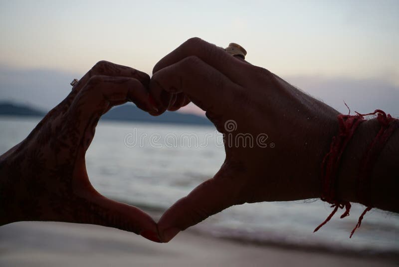 Symbol of Love Couple Hands Making Heart Shape. Stock Photo - Image of ...