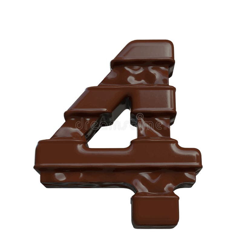 Symbol Made of Chocolate 3d. Number 4 Stock Vector - Illustration of ...