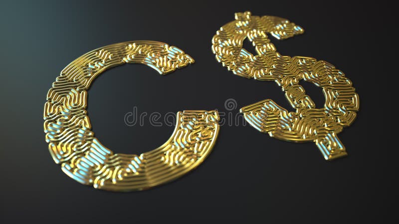 Canadian Dollar Sign Made with Gold Wire, 3d Rendering Stock ...