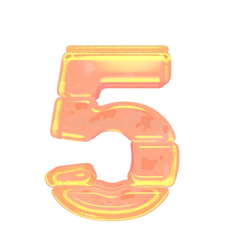 Symbol Made of Orange Colored Ice. Number 5 Stock Illustration ...