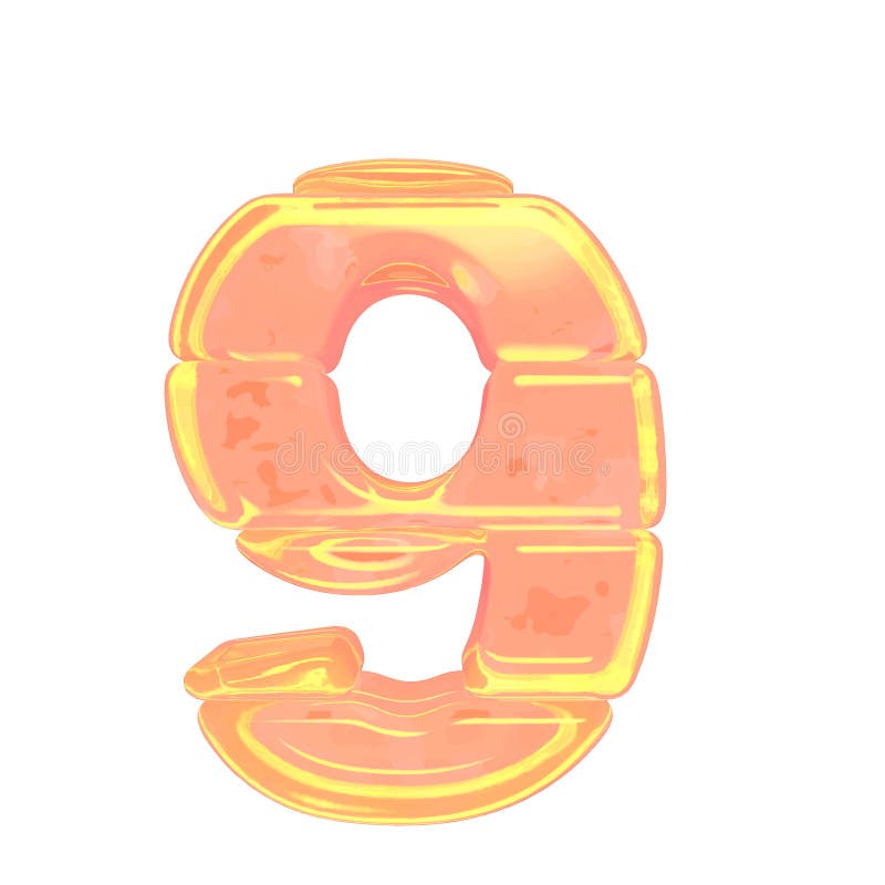 Symbol Made of Orange Colored Ice. Number 9 Stock Vector - Illustration ...