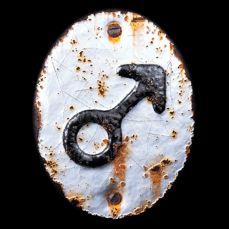 Symbol Male Made of Forged Metal on the Background Fragment of a Metal ...