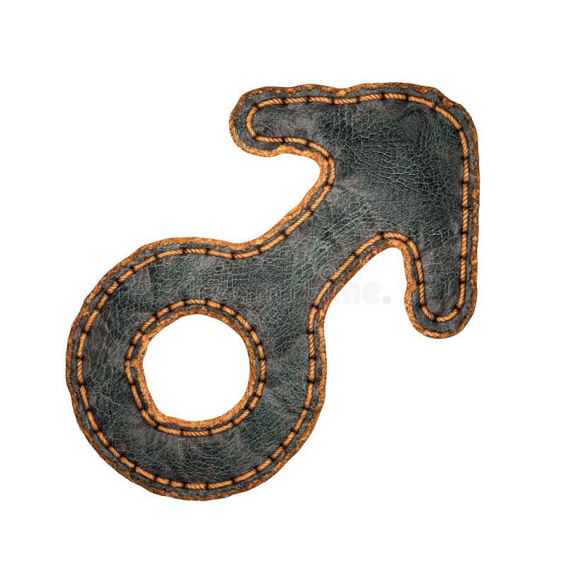 Symbol Male Made of Leather. 3D Render Font with Skin Texture Isolated ...