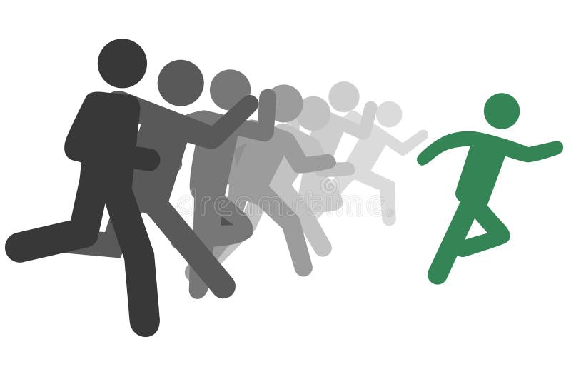 Symbol Man and People Run a Race or Leader Leads Stock Vector ...