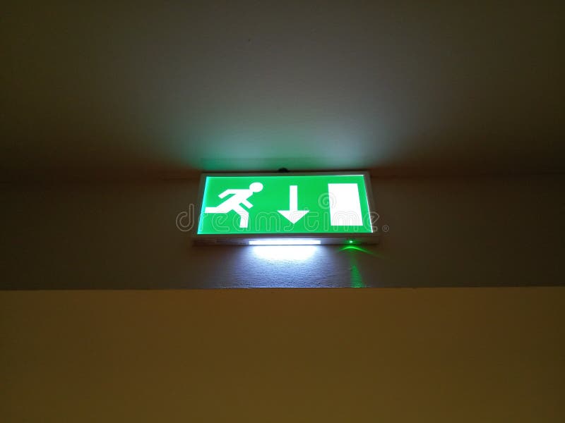 Bright Green Neon Fire Exit Sign Stock Photo - Image of bright, exit ...
