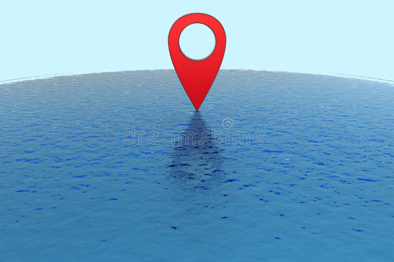 Symbol map pin in ocean stock illustration. Illustration of round ...