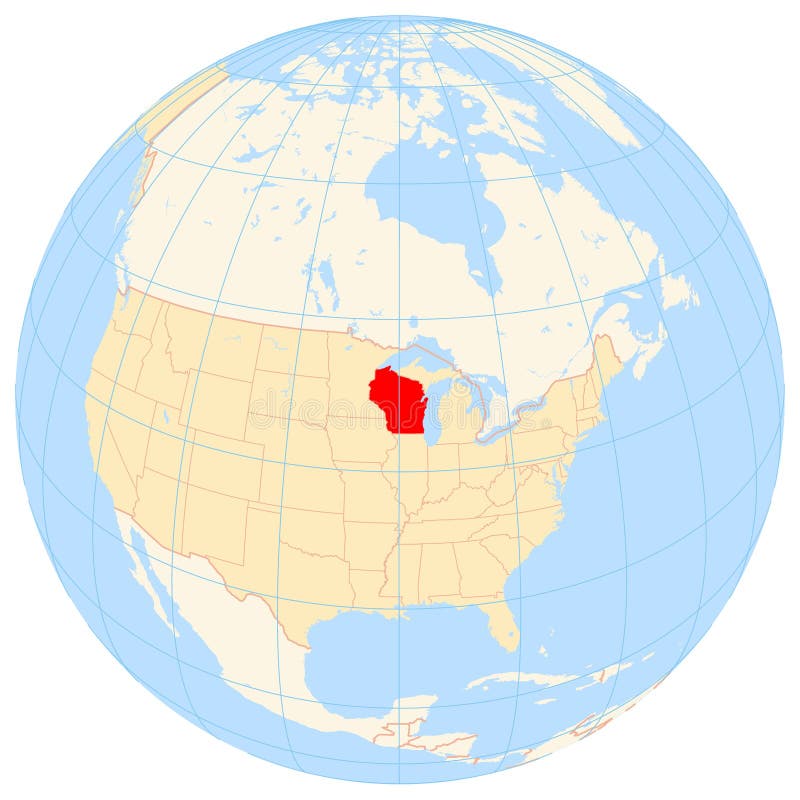 Map of the State or Region Wisconsin (United States of America) Stock ...