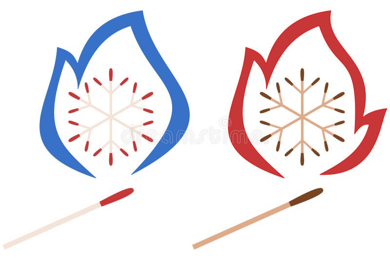 The Symbol of a Match, a Flame of Fire and a Snowflake Stock ...