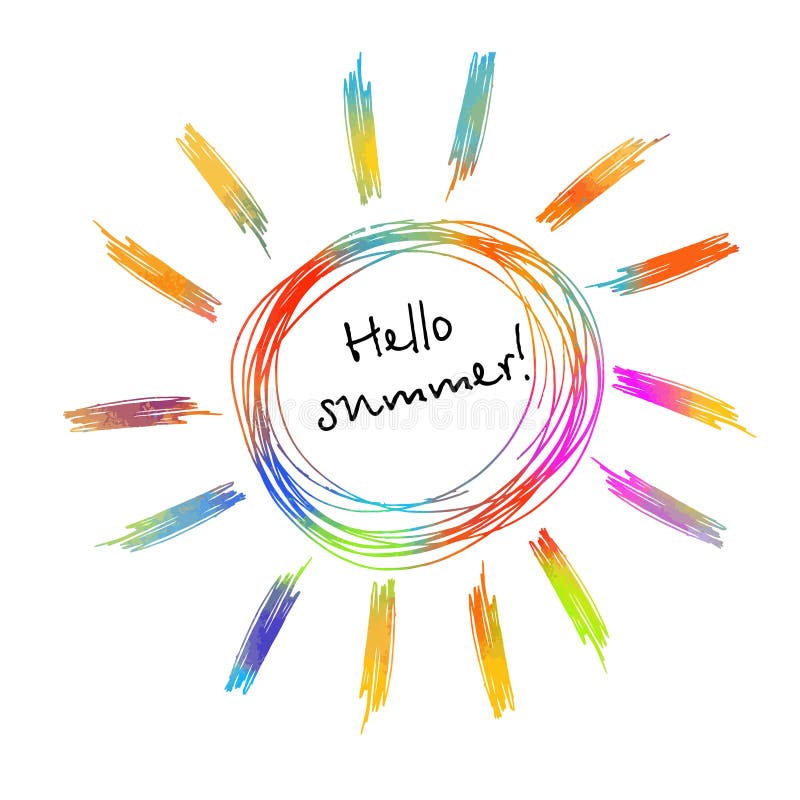 The Symbol is the Multi-colored Sun Line. Hello Summer. Vector Stock ...