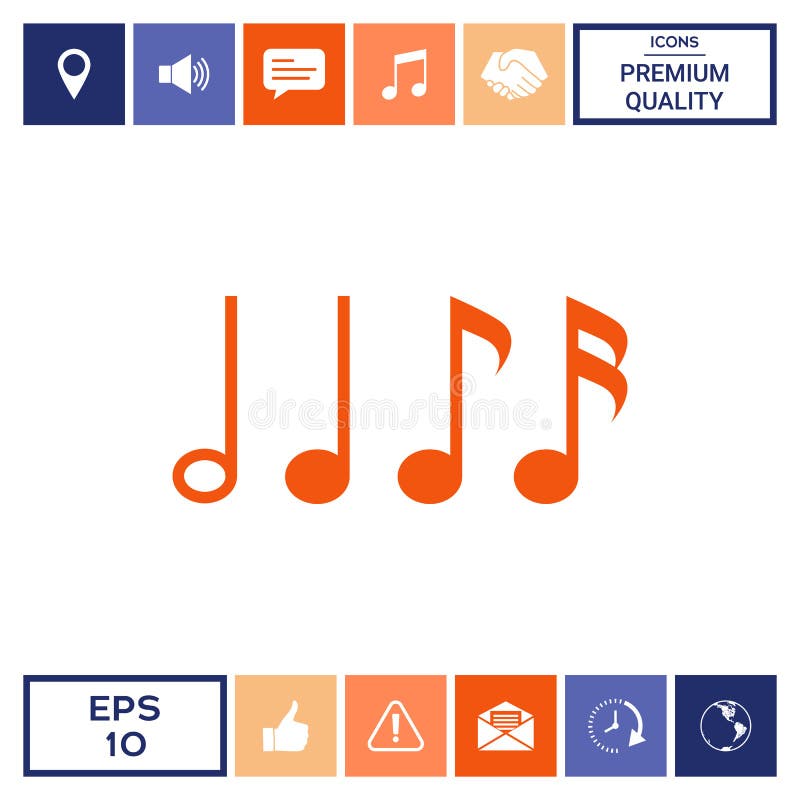 Symbol of Music, Notes. Sixteenth Note, Eighth Note, Quarter Note and ...