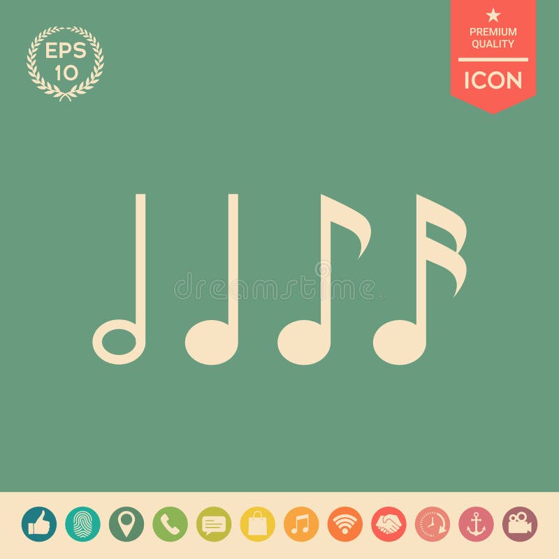 Symbol of Music, Notes. Sixteenth Note, Eighth Note, Quarter Note and ...