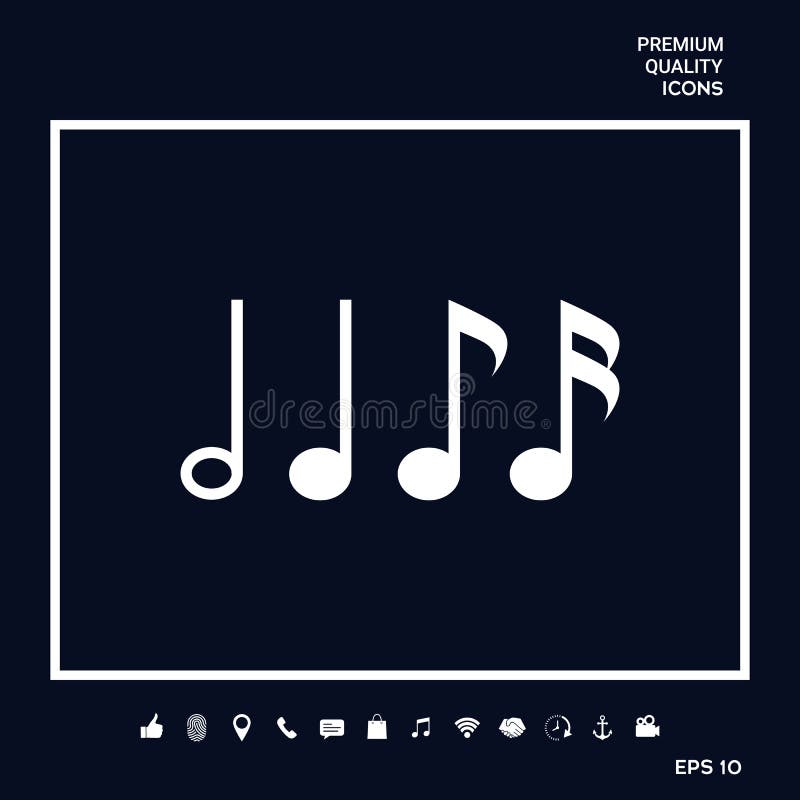 Symbol of Music, Notes. Sixteenth Note, Eighth Note, Quarter Note and ...