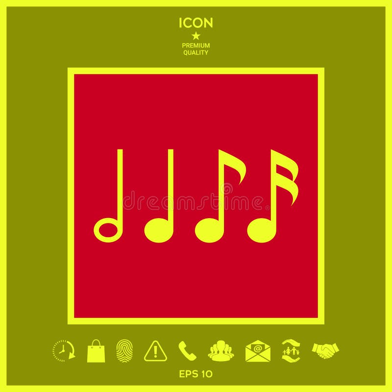 Symbol of Music, Notes. Sixteenth Note, Eighth Note, Quarter Note and ...