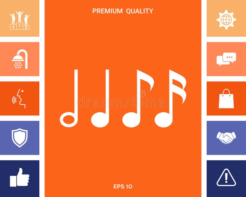 Symbol of Music, Notes. Sixteenth Note, Eighth Note, Quarter Note and ...