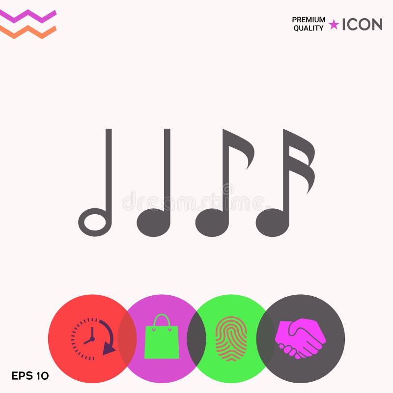 Symbol of Music, Notes. Sixteenth Note, Eighth Note, Quarter Note and ...