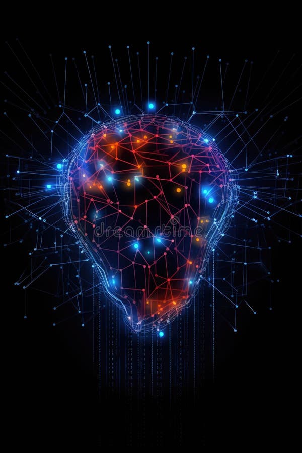 A Symbol of a Neural Network Outlined in LED Lights Scanning and Yzing ...