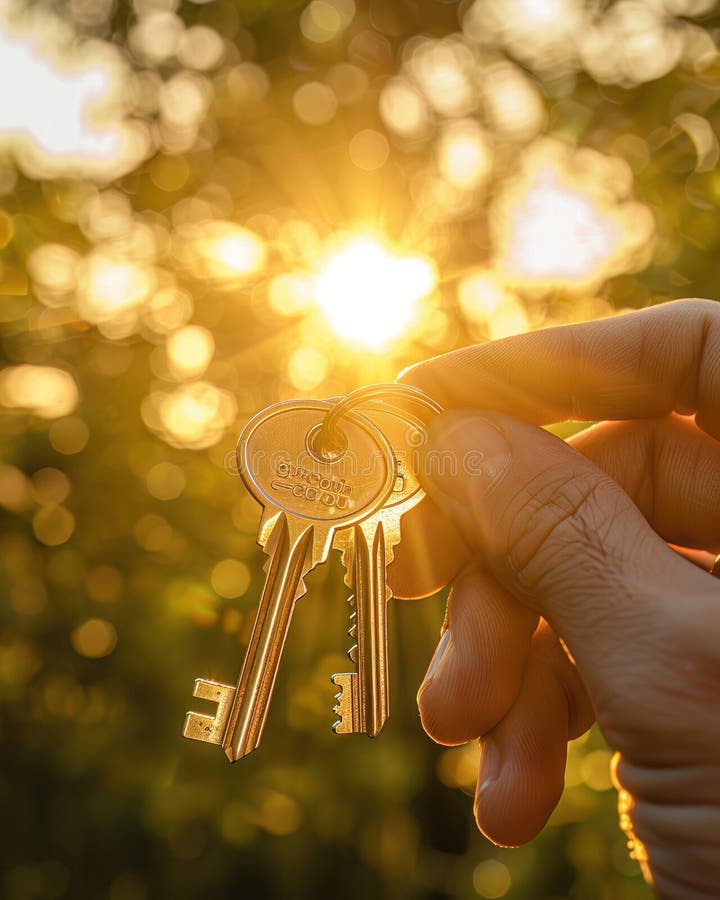 Symbol of a New Beginning Keys Held High in Morning Light Stock ...
