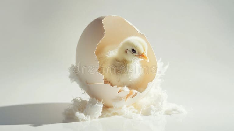 Symbol of New Life â€“ a Tiny Chick Inside a Broken Egg with an ...