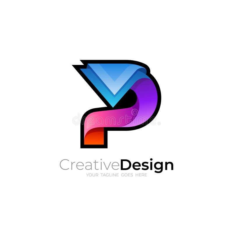 Symbol P Logo with Abstract Design Colorful, 3d Style Stock Vector ...