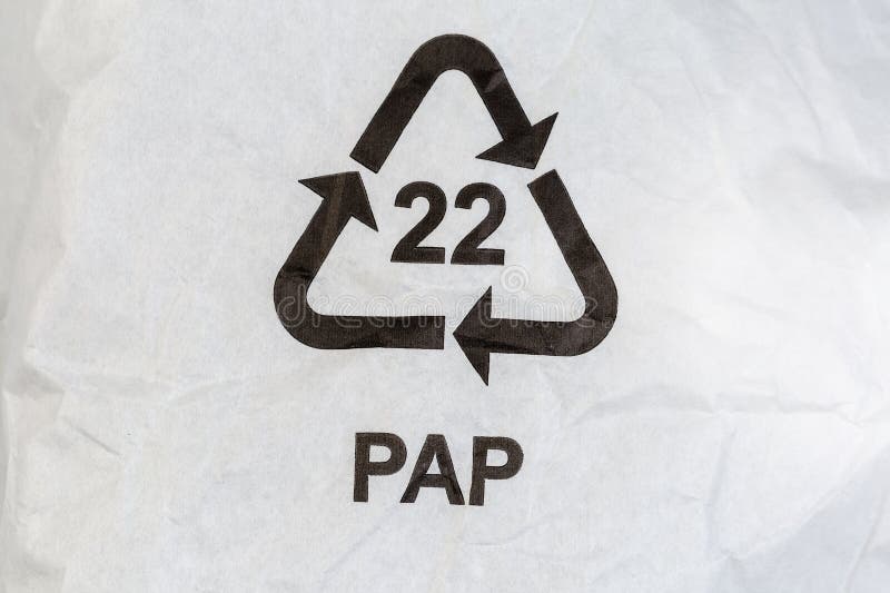 Symbol of Paper Recycling Code on White Paper, Top View Stock Image ...