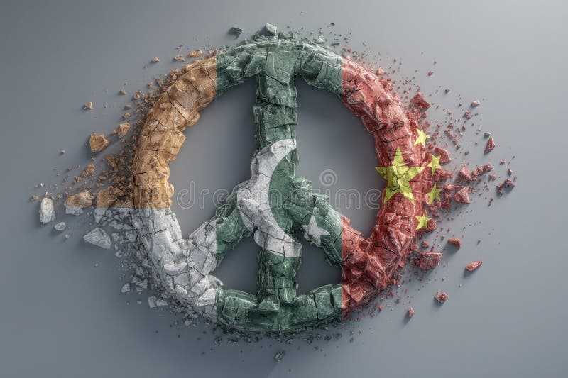 Symbol of Peace Cracked with Representation of India, Pakistan, and ...