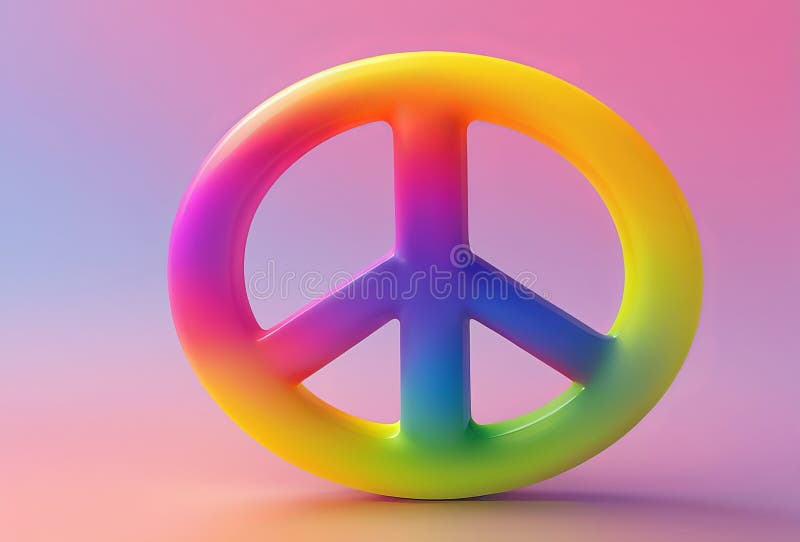 Symbol Peace 3d in Rainbow Colors on Solid Rainbow Colors Background ...