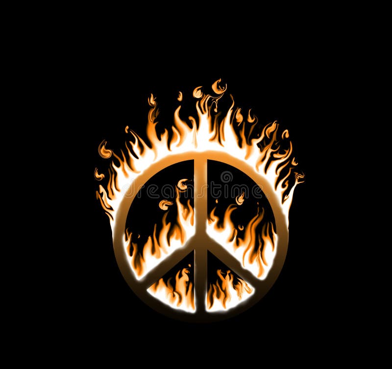 Symbol of Peace Engulfed in Flames Stock Illustration - Illustration of ...