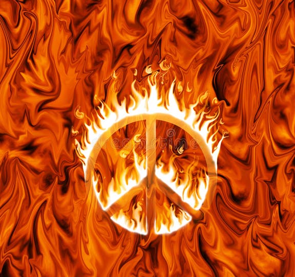 Symbol of Peace Engulfed in Flames Stock Illustration - Illustration of ...