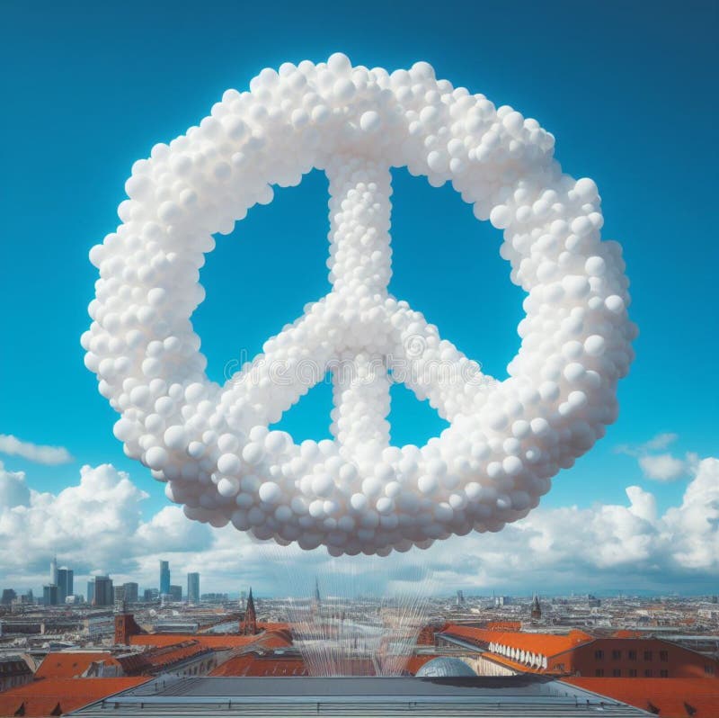 The Symbol of Peace Made of Clouds Float in the Sky Stock Illustration ...