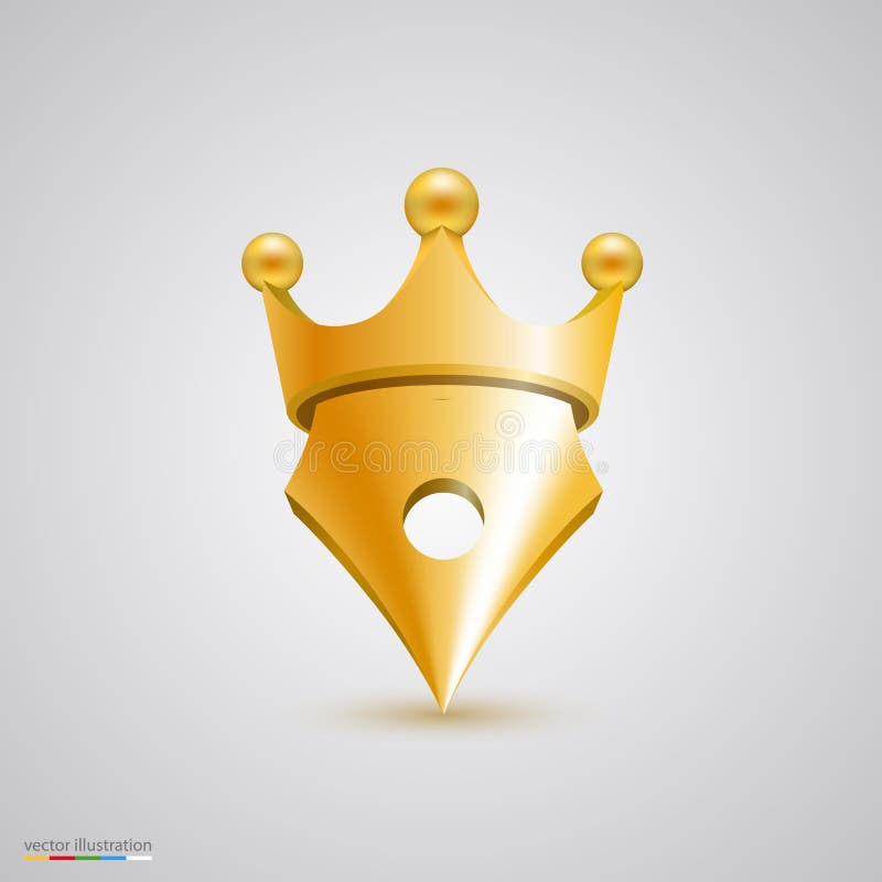 Symbol Pen with Crown. Vector Stock Vector - Illustration of coat, gold ...