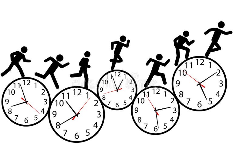 Symbol People Run a Race in Time on Clocks Stock Vector - Illustration ...