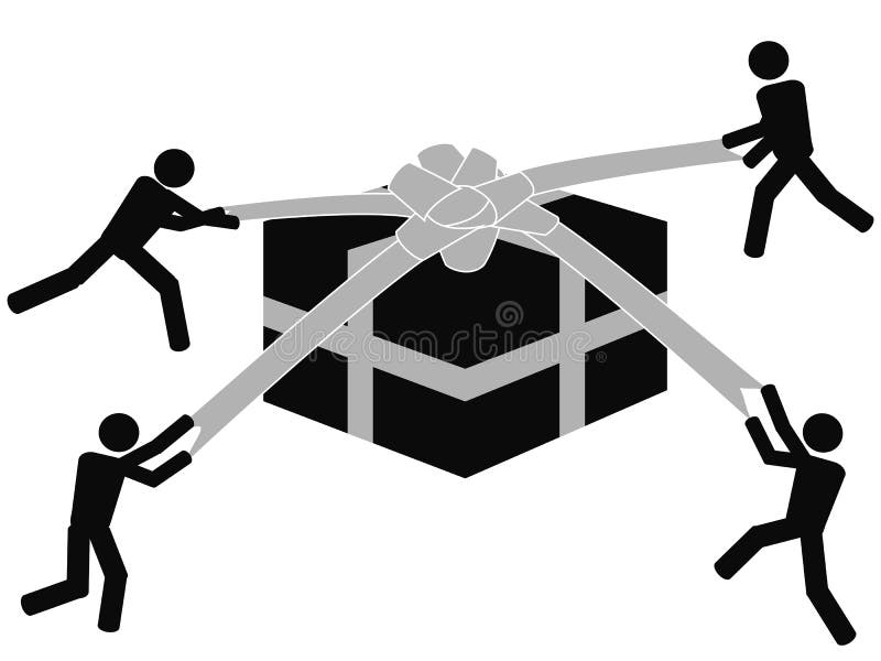 Symbol People Unpacking Gift Box Stock Vector - Illustration of ribbon ...
