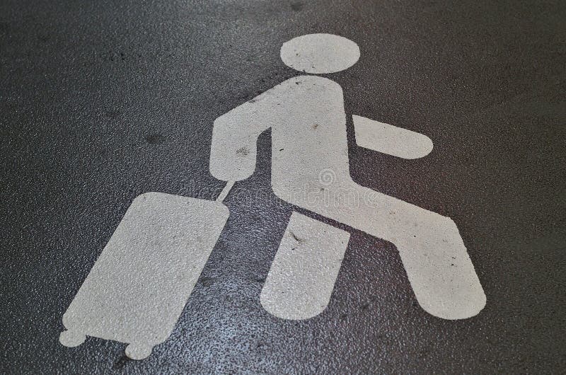 The Symbol of a Person Dragging a Suitcase. Stock Image - Image of ...